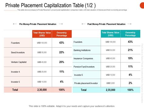 Private Placement Capitalization Table Ownership Ppt Clipart Images
