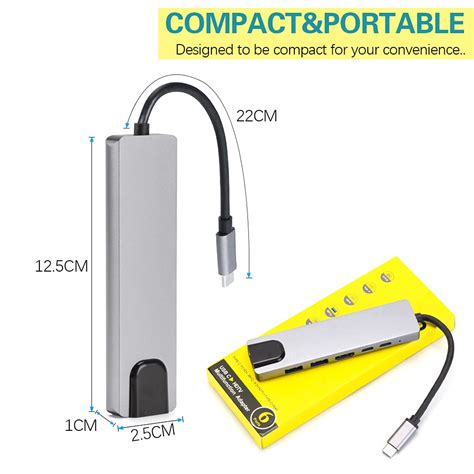 6 In 1 Multi Function Adapter Usb 3 0 High Speed Ports Type C Hub
