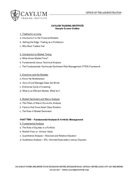 Ctisample Outlinepdf Technical Analysis Financial Markets