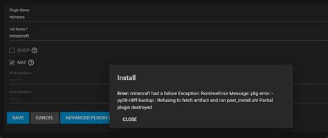 Mineos Wont Install On Truenas 13 0 Plugin Aborts Install Truenas Community