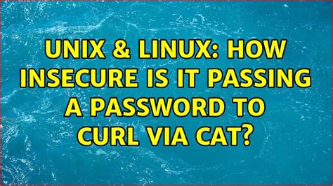 Unix And Linux How Insecure Is It Passing A Password To Curl Via Cat 2 Solutions Youtube