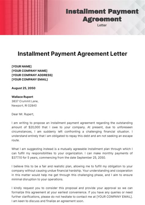 Request Letter Format For Installment Payment