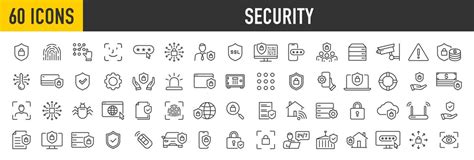 Premium Vector Set Of 60 Security Web Icons In Line Style Guard Cyber