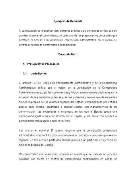 Ejemplos De Demanda Pdf Jurisdicción Demanda Judicial