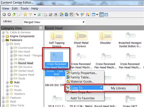 how to edit part number and description in content center library in inventor