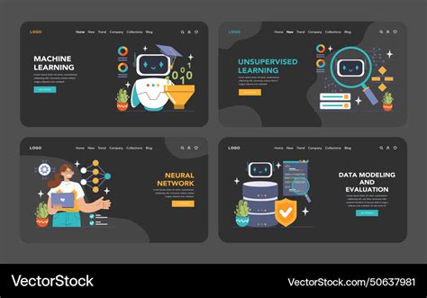 Machine Learning Set Flat Royalty Free Vector Image