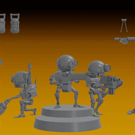 3d File Auxiliary Servocores Assistant Droid Squad Monopose 28mm