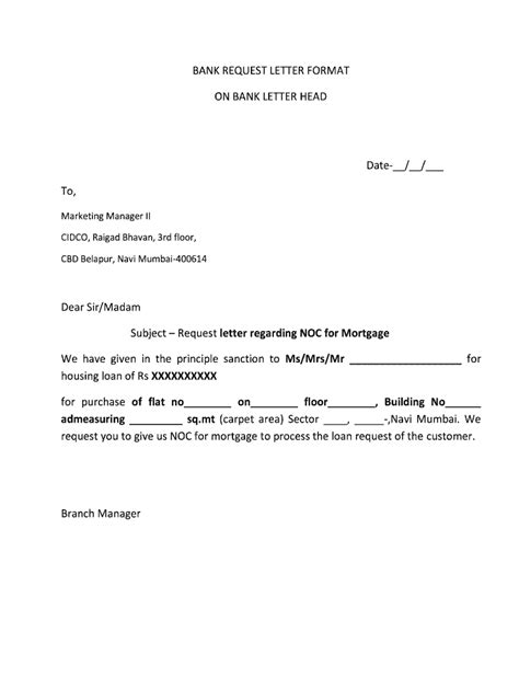 Bank Noc Letter Format In Word Fill Online Printable Fillable