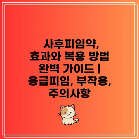 사후피임약 효과와 복용 방법 완벽 가이드 응급피임 부작용 주의사항