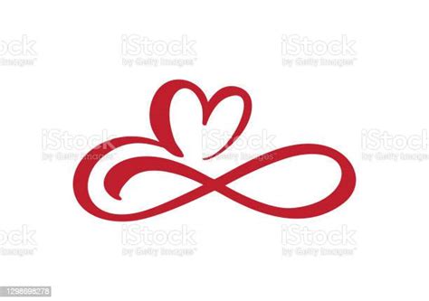 영원히 심장 사랑 기호 무한한 로맨틱 한 기호 컷 연결 가입 열정과 결혼식 로고 티셔츠 카드 포스터용 템플릿 발렌타인 데이의