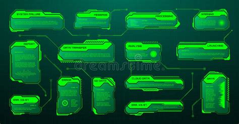 Green Futuristic Hud Ui Elements Sci Fi User Interface Text Boxes