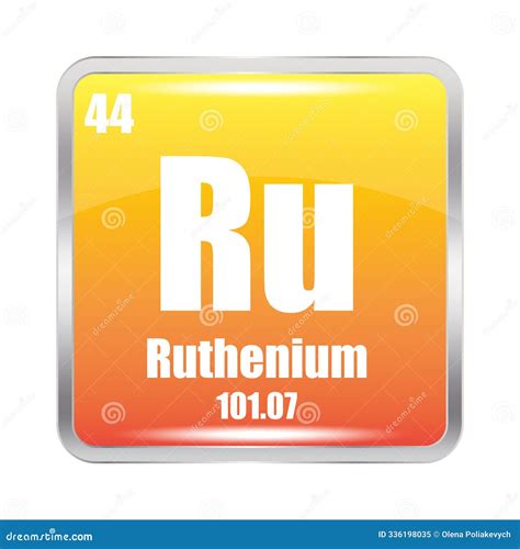 Ruthenium Icon Ru Chemical Element Atomic Number 44 Mass 10107