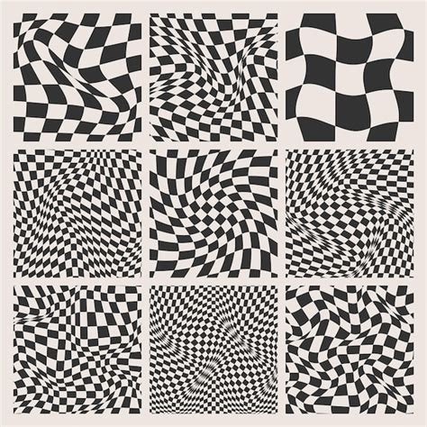 Premium Vector Trendy Checkered Pattern Black And White Distorted