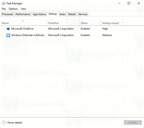 Open Startup Tab Of Task Manager Directly In Windows 10