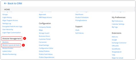 Module Management Module Layouts Fields Knowledge Base