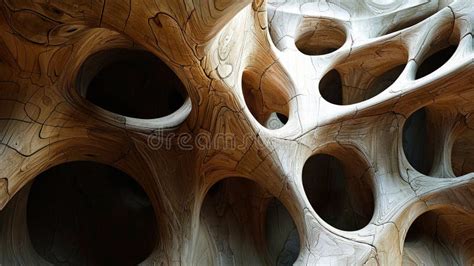 porous honeycomb like sculpture with circular openings and soft shadows stock illustration