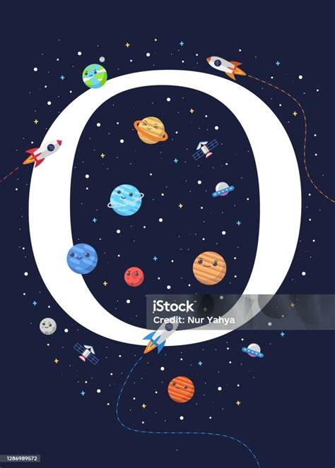 우주를 테마로 한 편지 O 아이들을위한 벡터 일러스트 공간 0명에 대한 스톡 벡터 아트 및 기타 이미지 0명 과학 교육