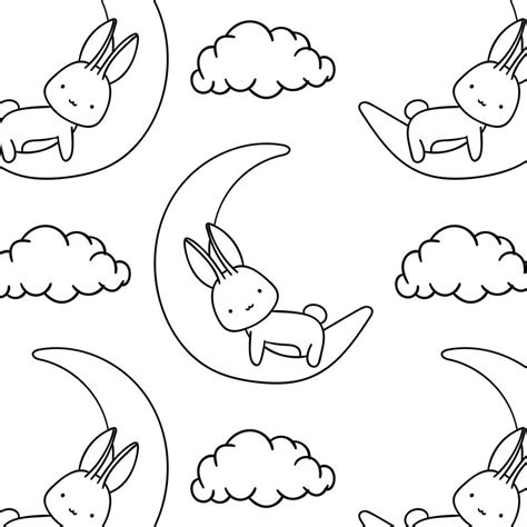 Rabbit And Moon Coloring Page Enjoy 2094 Free Artworks On Penup