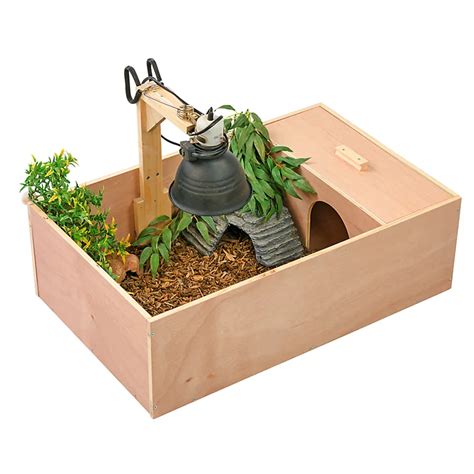 Kct Small Wooden Tortoise Table Reptile Vivarium Cage Hide With Open
