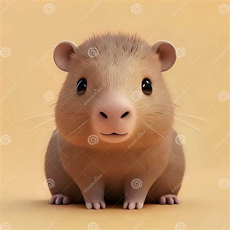 Cute Capybara Kawaii Style 3d Generated By Ai Stock Illustration