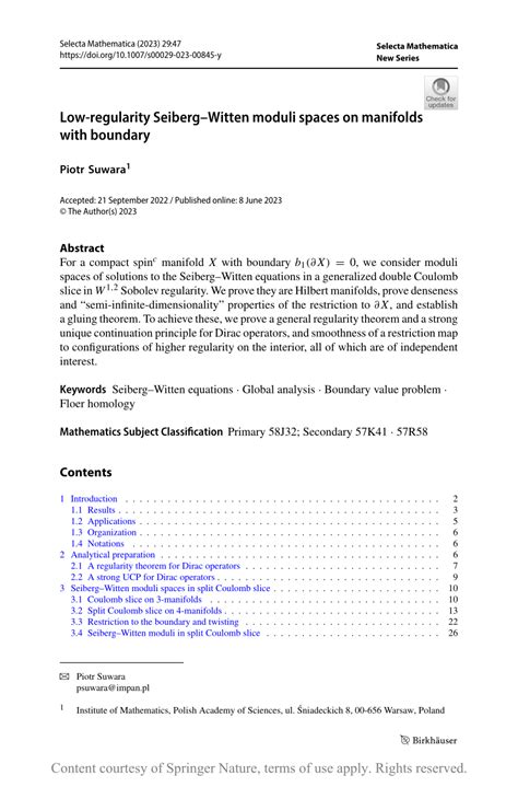 Pdf Low Regularity Seiberg Witten Moduli Spaces On Manifolds With Boundary