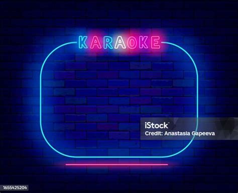 가라오케 네온 전단지 타원 파란색 테두리입니다 나이트 쇼 포스터 나이트 클럽 반짝이는 초대장 벡터 스톡 일러스트레이션 개념에 대한 스톡 벡터 아트 및 기타 이미지 Istock
