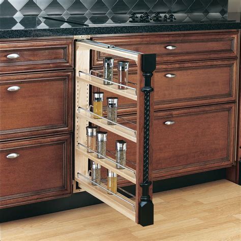 Rev A Shelf 432 BF 3C Natural Wood 432 Series 3 Base Filler Pull Out Organizer With Adjustable