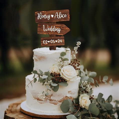 Party To Be Personalized Rustic Wedding Cake Topper In Wood