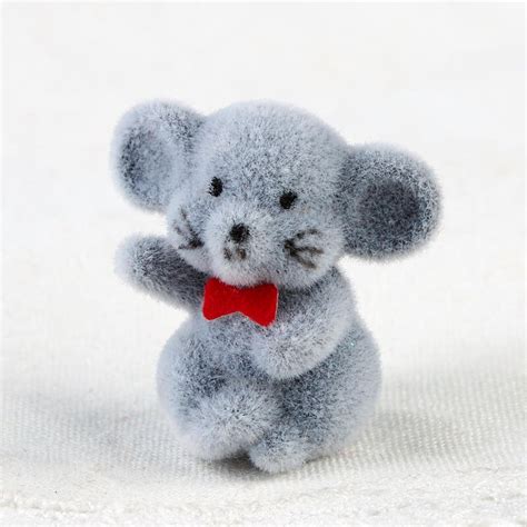 Miniature Flocked Mouse Mice Christmas Diorama Party Favor Advent