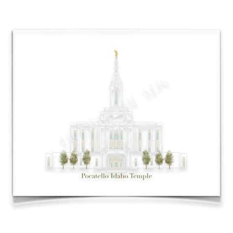 Pocatello Idaho Temple Print Watercolor Art Lds Temple Doodlebeads