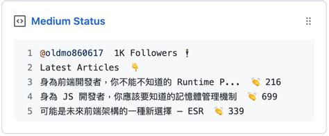 Github Kylemocodemedium Stat Box Practical Pinned Gist Which Show Your Latest Medium Status 📌