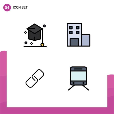 Universal Icon Symbols Group Of 4 Modern Filledline Flat Colors Of