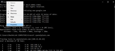 how to ping and traceroute tests cpanel plesk