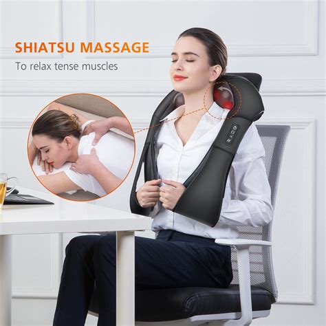 Heated Shiatsu Neck And Shoulder Massager With 3d Kneading And Heat Therapy