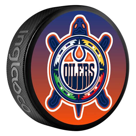 Edmonton Oilers Turtle Island Logo Puck Ice District Authentics