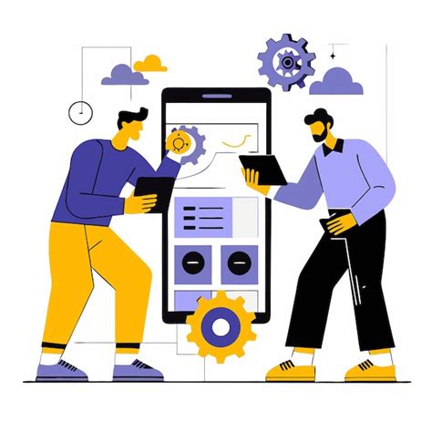 Two It Specialists Collaborate On Mobile Application Prototyping Premium Ai Generated Vector