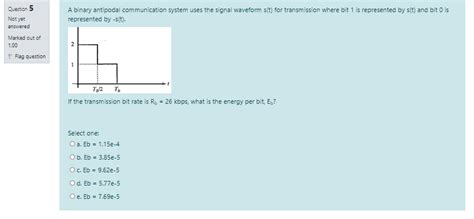 Solved Question 5 A Binary Antipodal Communication System