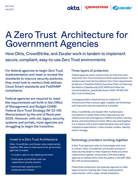 Okta Zscaler And Crowdstrike Federal Agencies Zero Trust Architecture Blog 2022 Carahsoft