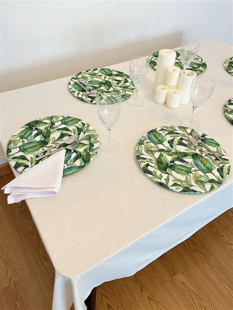 Green Leaf Placemat Sets Farmhouse Leaf Placemats Palm Placemats Set