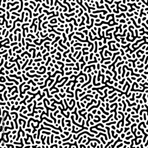 Line Seamless Pattern Repeating Brain Pattern Black Turing Shape Isolated On White Background