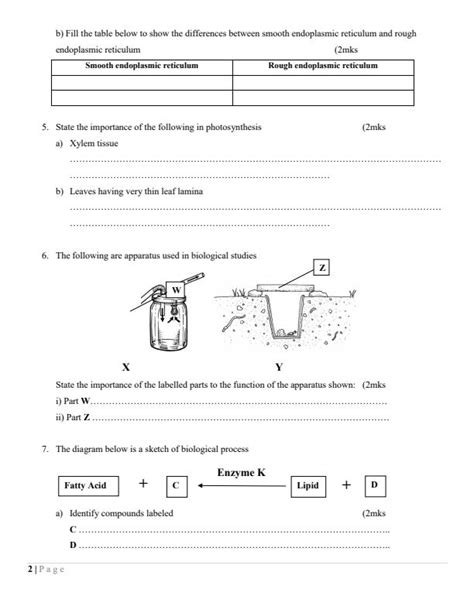 Form 2 Biology End Of Term 2 Examination 2022