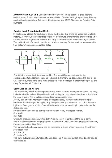 Unit 2coa Arithmetic Logic Unit Design And Operations Notes Studocu
