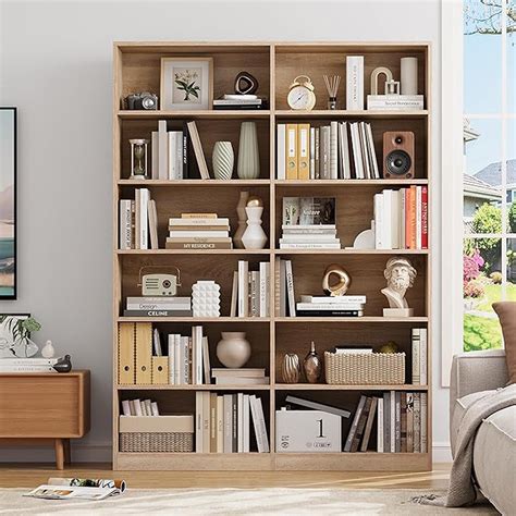 Latitude Run® Bookshelf And Bookcase 6 Tier Double Wide Bookshelves