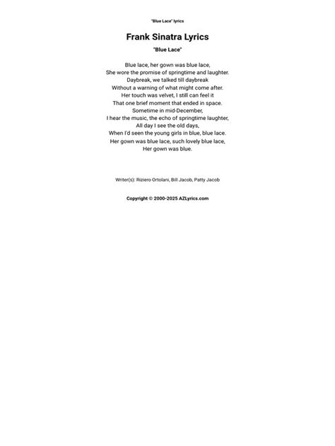 Blue Lace Lyrics By Frank Sinatra Pdf