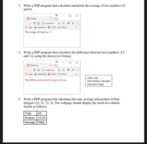 Solved 1 Write A Php Program That Calculates And Prints The