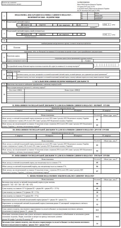 Декларація єдиного податку фізособи підприємця БЛАНК МОГОЛ АЛЬФА