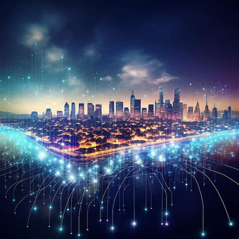 Premium Photo Smart City And Abstract Dot Point Connect With Gradient Lines