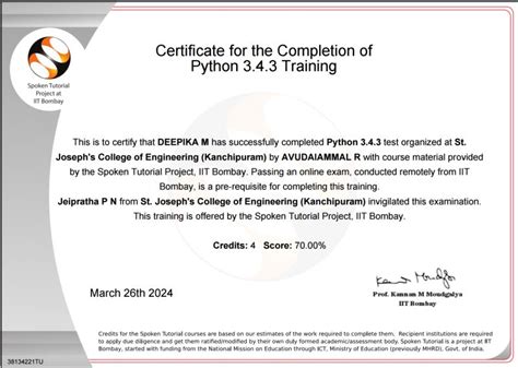 Deepika M On Linkedin Python Spokentutorial Iitbombay