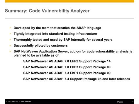 SAP NetWeaver Application Server Add On For Code Vulnerability Analysis