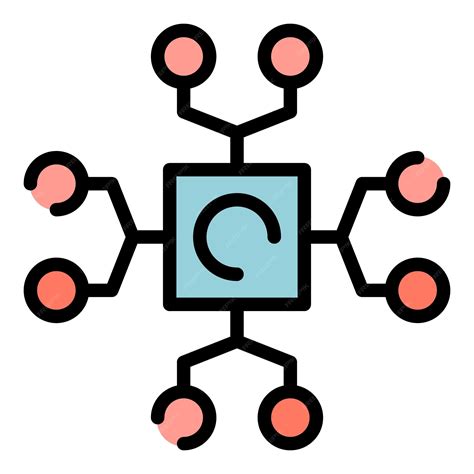 디지털 블록체인 아이콘 개요 흰색 배경 색상 플랫에 격리된 웹 디자인을 위한 디지털 블록체인 벡터 아이콘 프리미엄 벡터